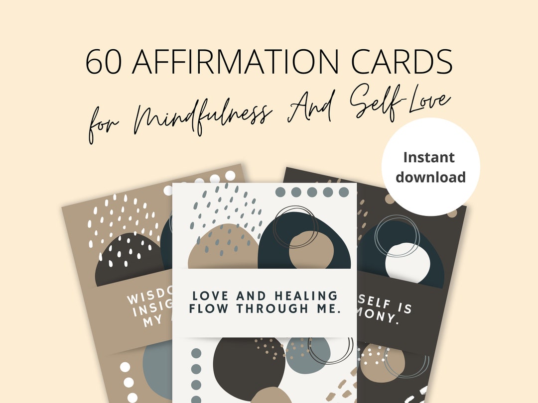 60 Affirmation Cards Printable Mindful and Positive - Etsy