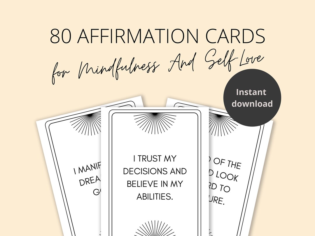 80 Affirmation Cards Printable Cards Black and White Affirmation ...