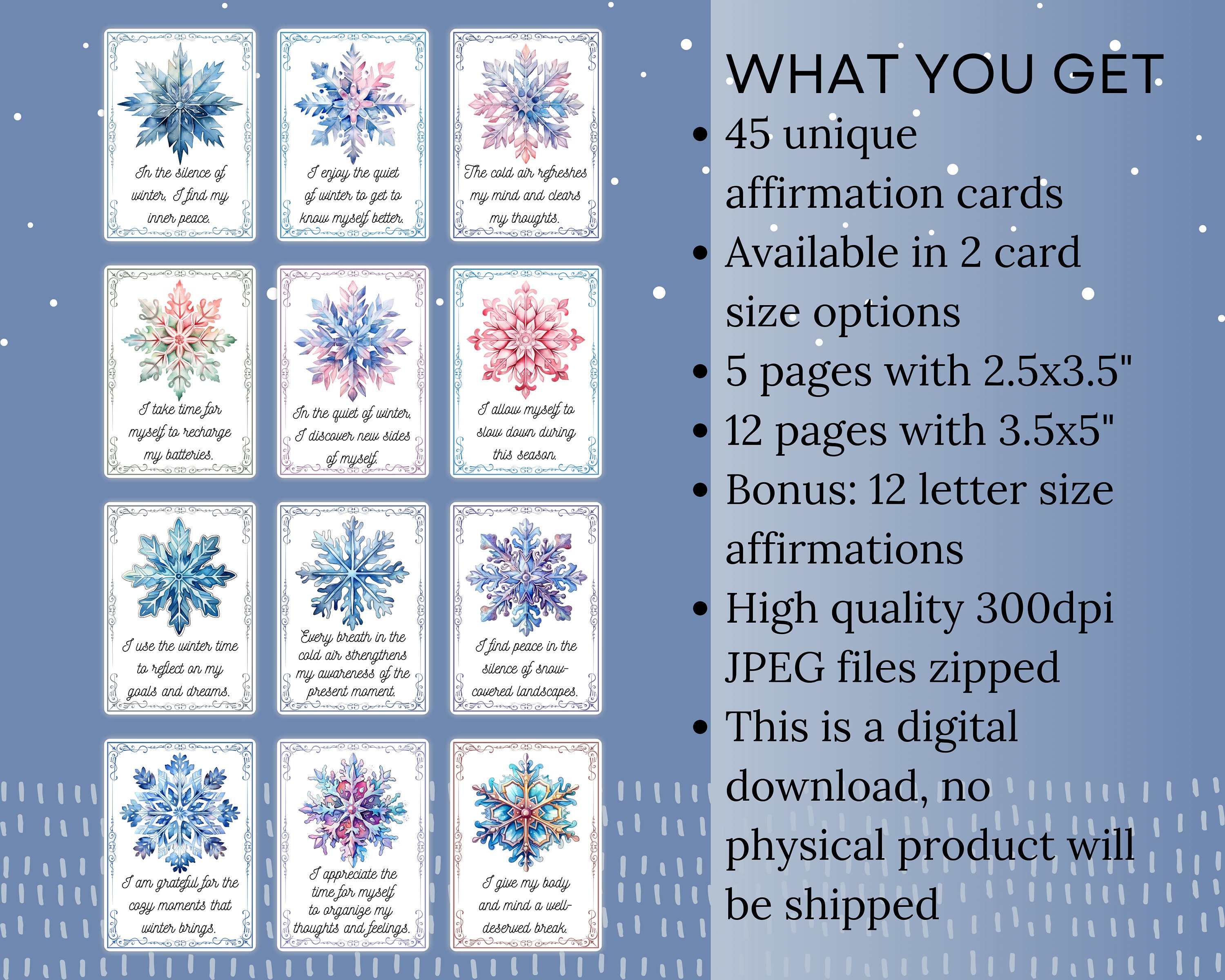 Affirmation Cards Printable, Winter Themed Self-love Card Deck ...