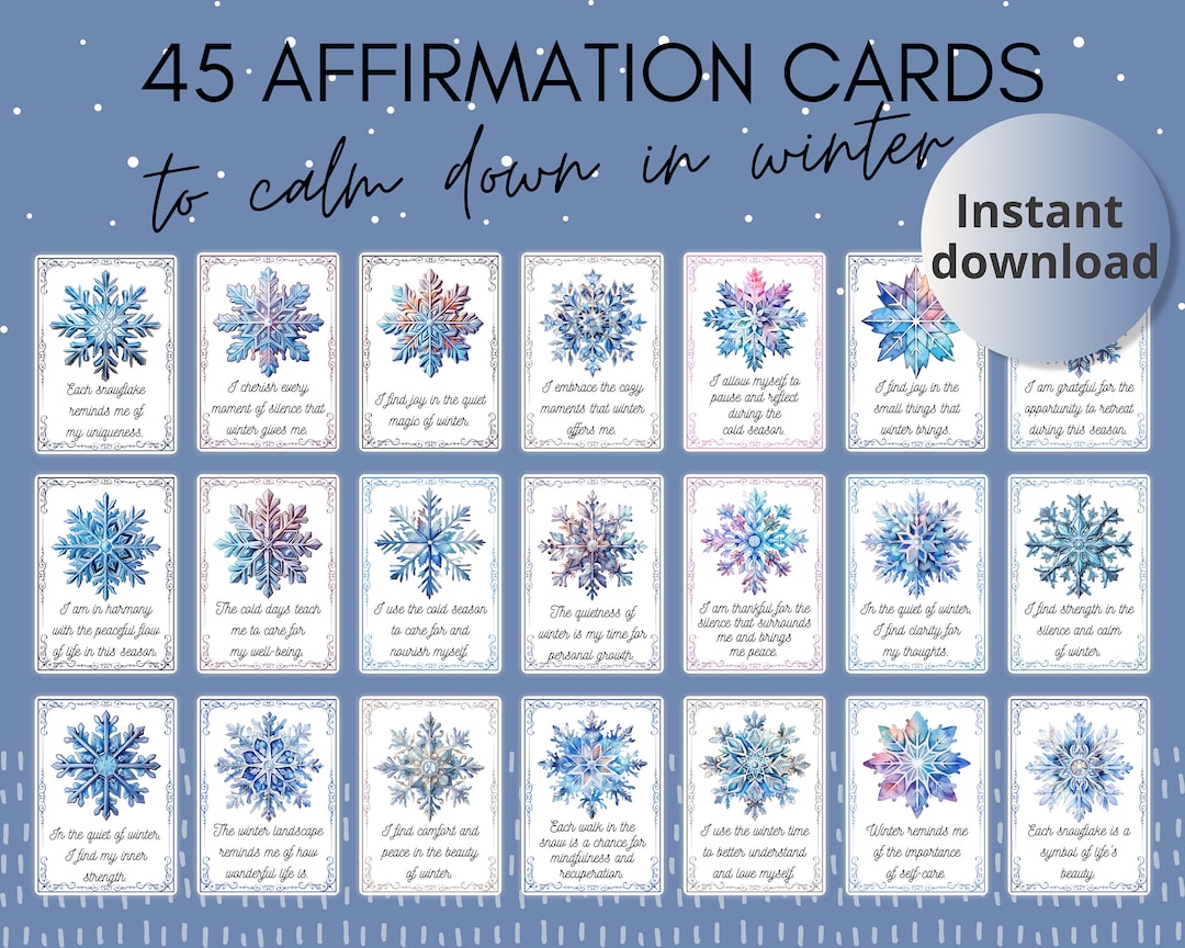 Affirmation Cards Printable, Winter Themed Self-love Card Deck ...