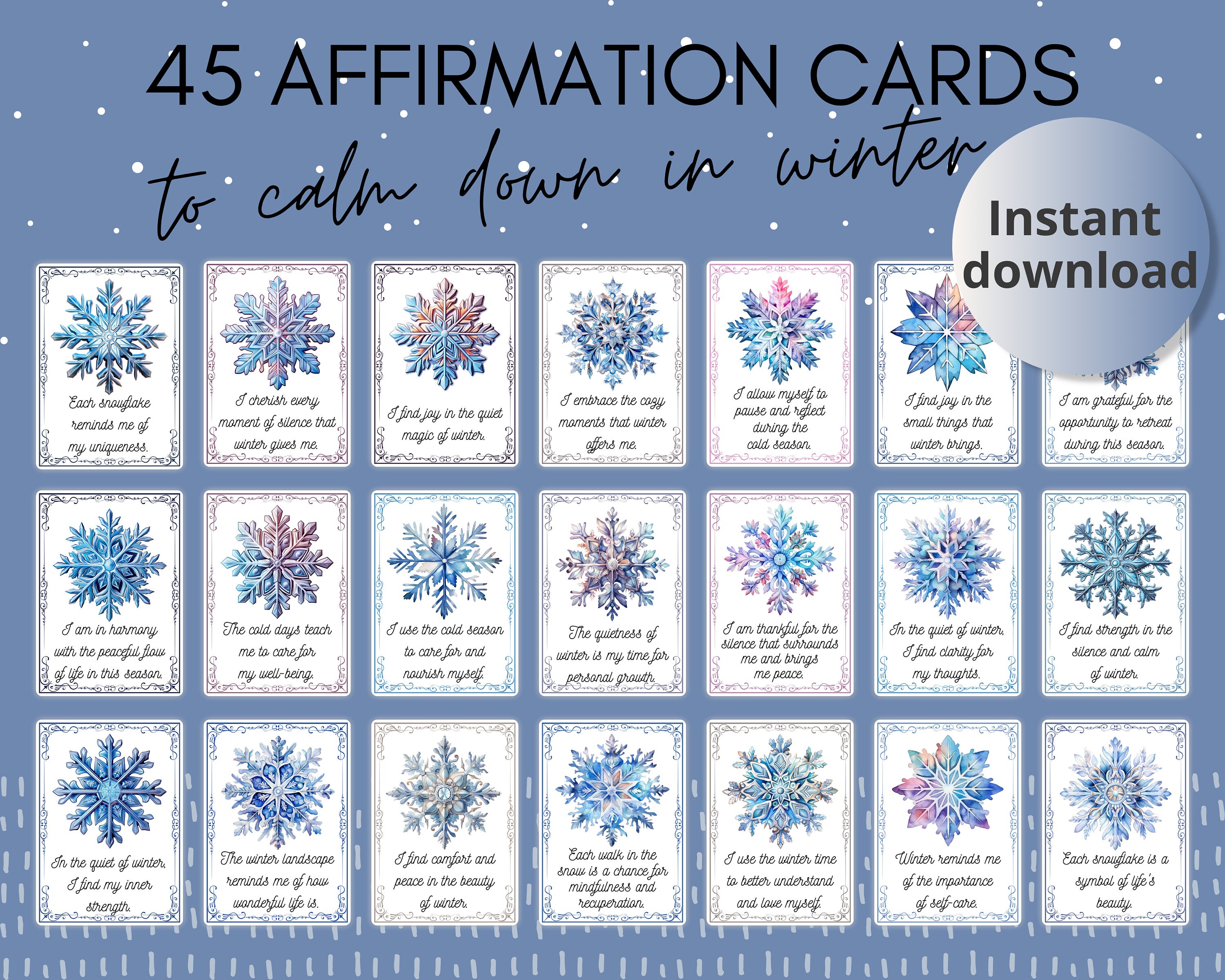 Affirmation Cards Printable, Winter Themed Self-love Card Deck ...
