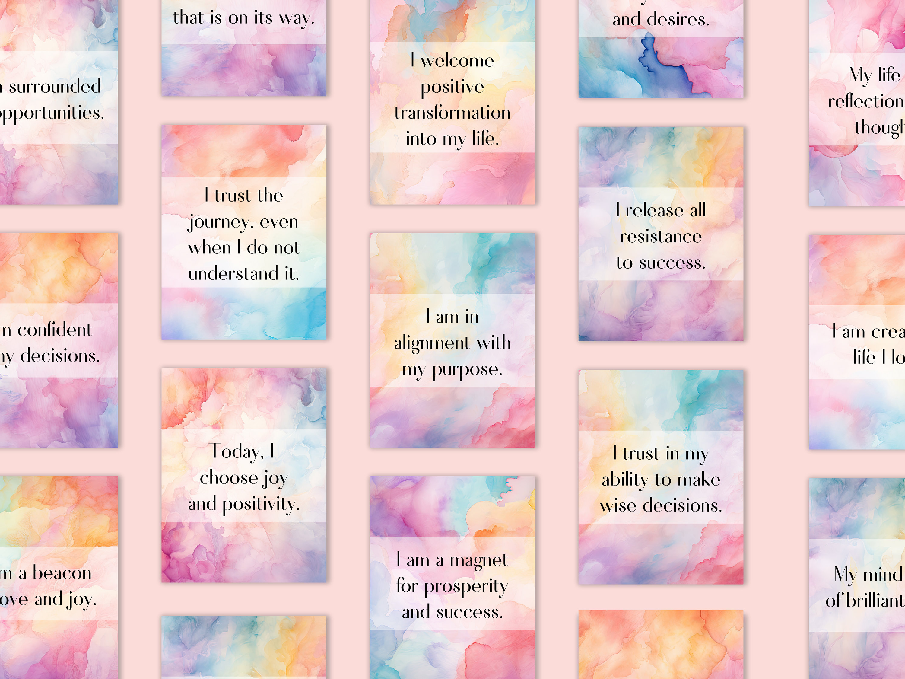 60 Affirmation Cards Printable Watercolor Affirmation Cards Affirmation ...