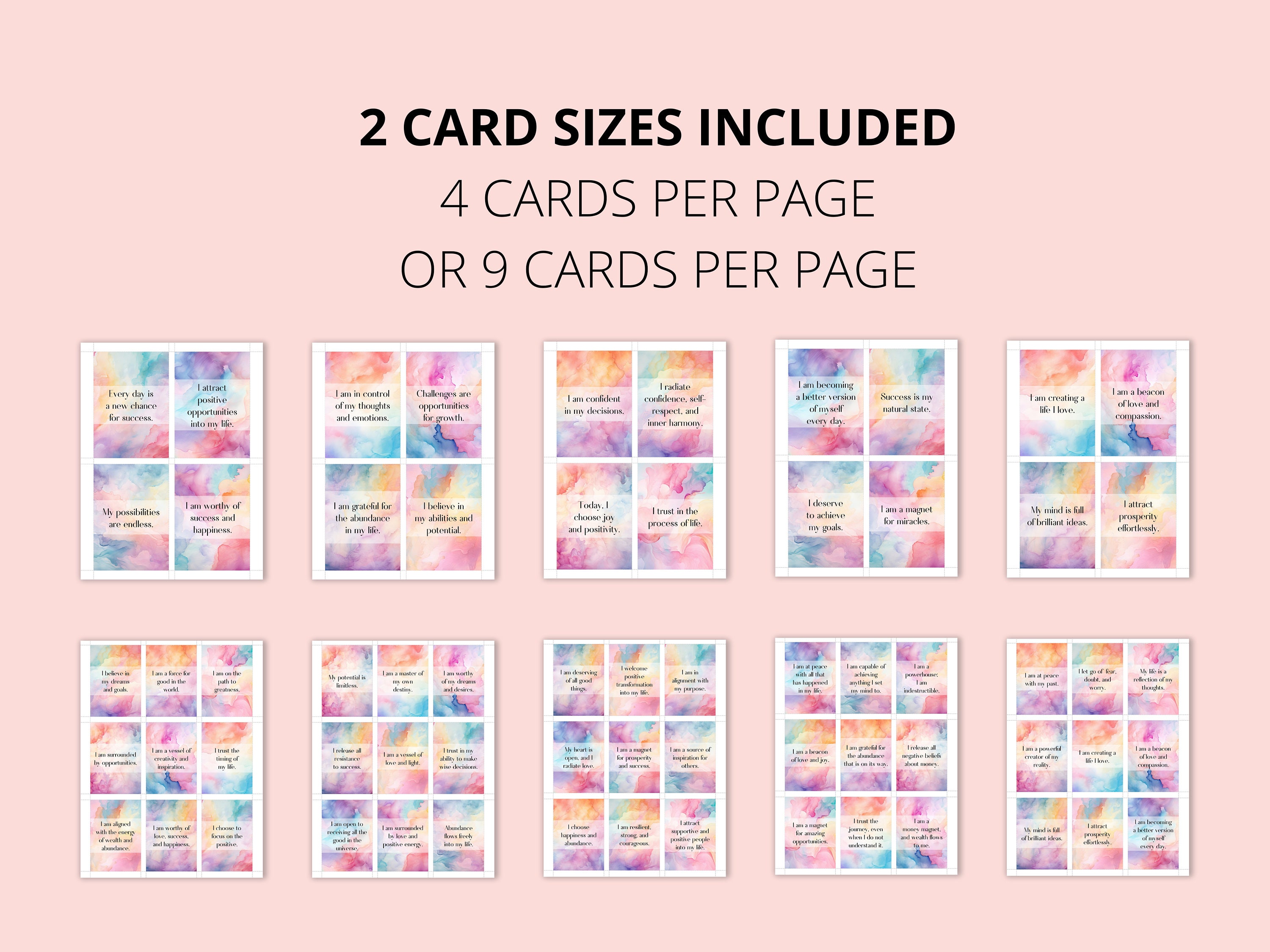 60 Affirmation Cards Printable Watercolor Affirmation Cards Affirmation ...