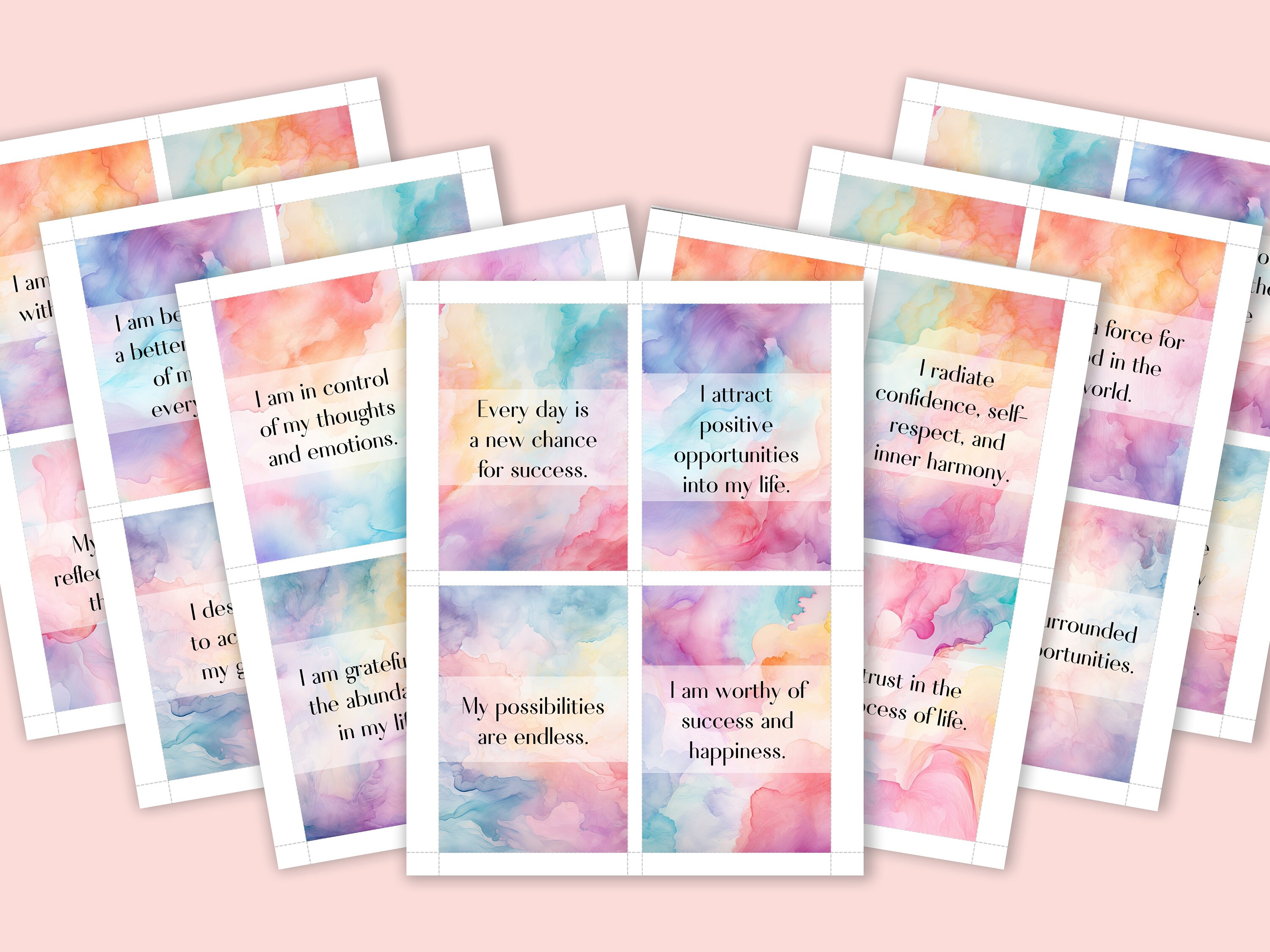 60 Affirmation Cards Printable Watercolor Affirmation Cards Affirmation ...