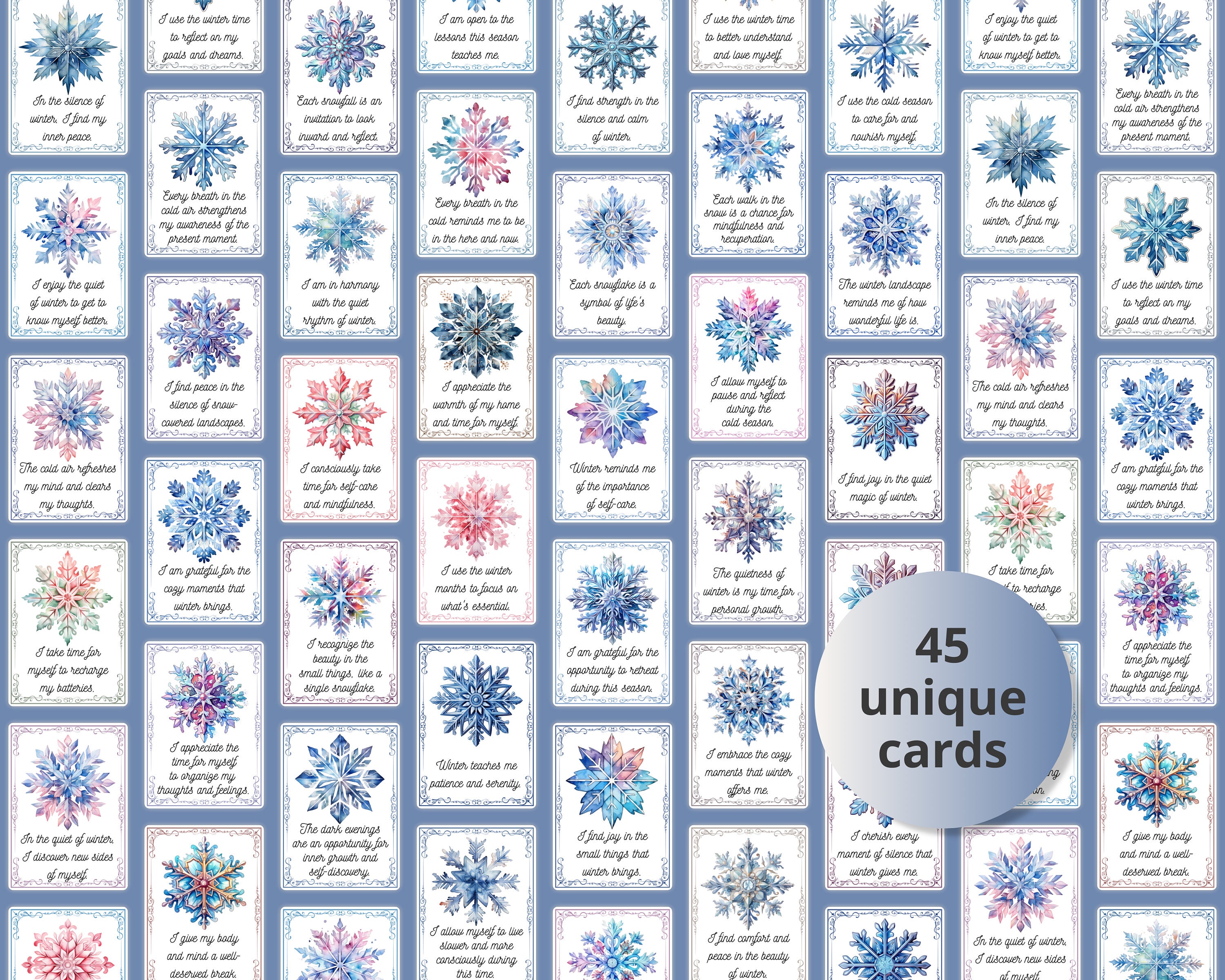 Affirmation Cards Printable, Winter Themed Self-love Card Deck ...