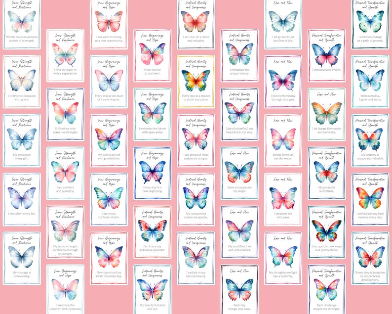 Affirmation Cards Printable, Self-love Card Deck, Watercolor Butterfly ...