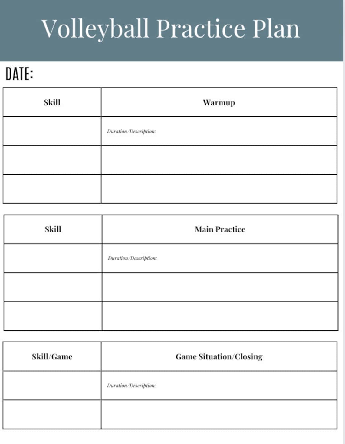 Volleyball Coaching Sheet, Volleyball Practice Plan, Volleyball Game ...