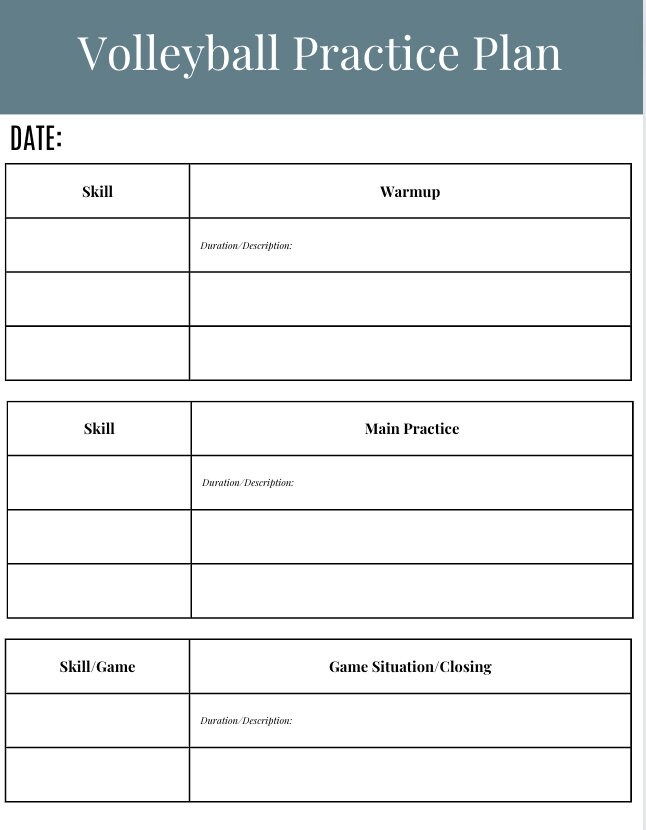 Volleyball Coaching Sheet, Volleyball Practice Plan, Volleyball Game ...