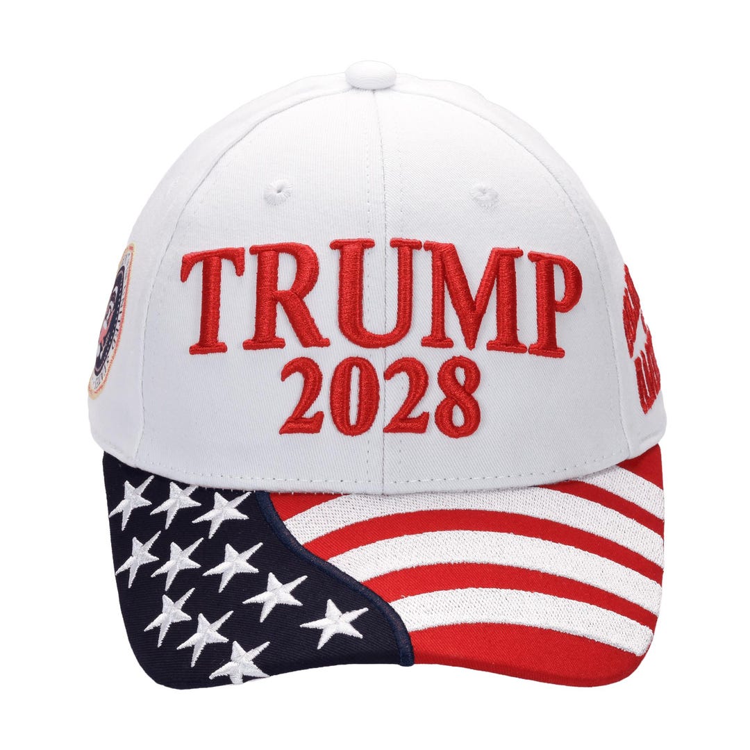 Trump 2028 Cap With Presidential Seal – Embroidered White MAGA Hat ...