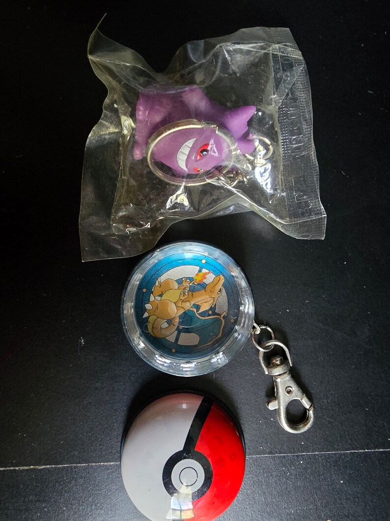 Vintage Pokémon Keychains Gengar and Charizard Pokeball - Etsy