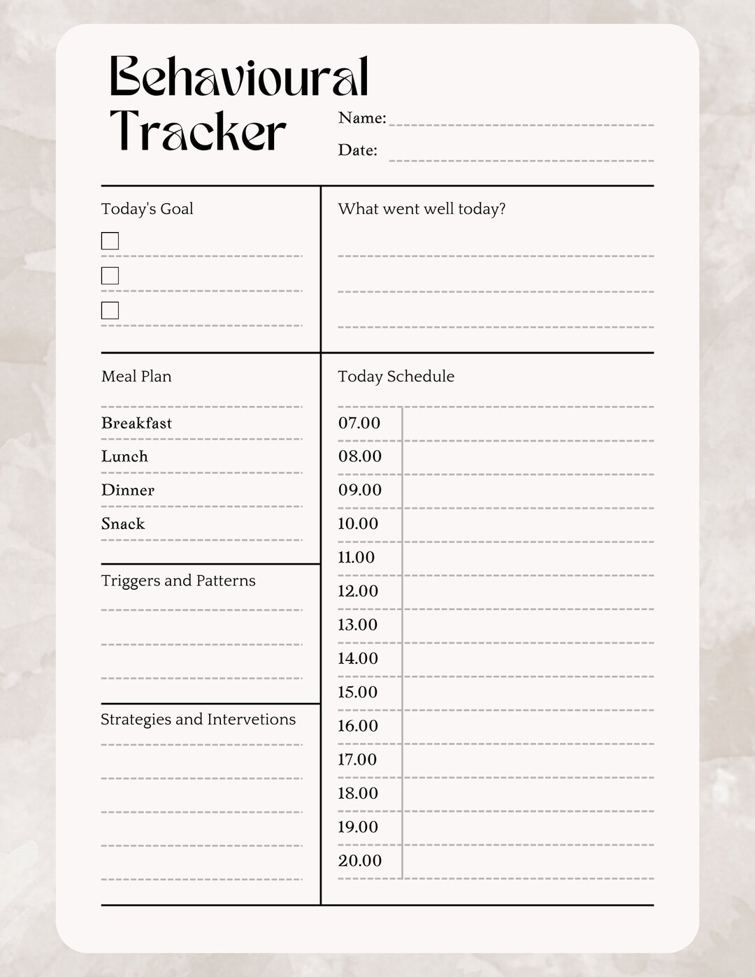Behavioural Tracker - Etsy