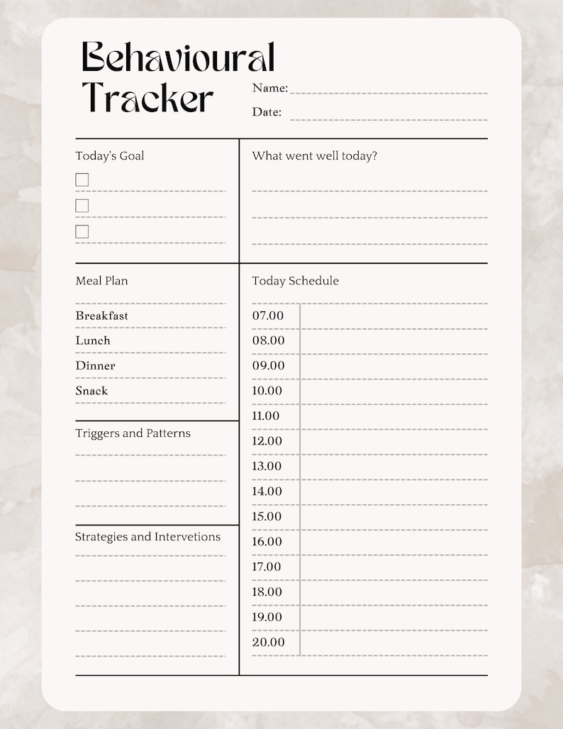 Behavioural Tracker - Etsy