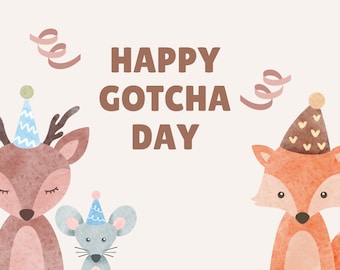 Happy Gotcha Day Balloon Card, Adoption - Digital Card, Instant ...