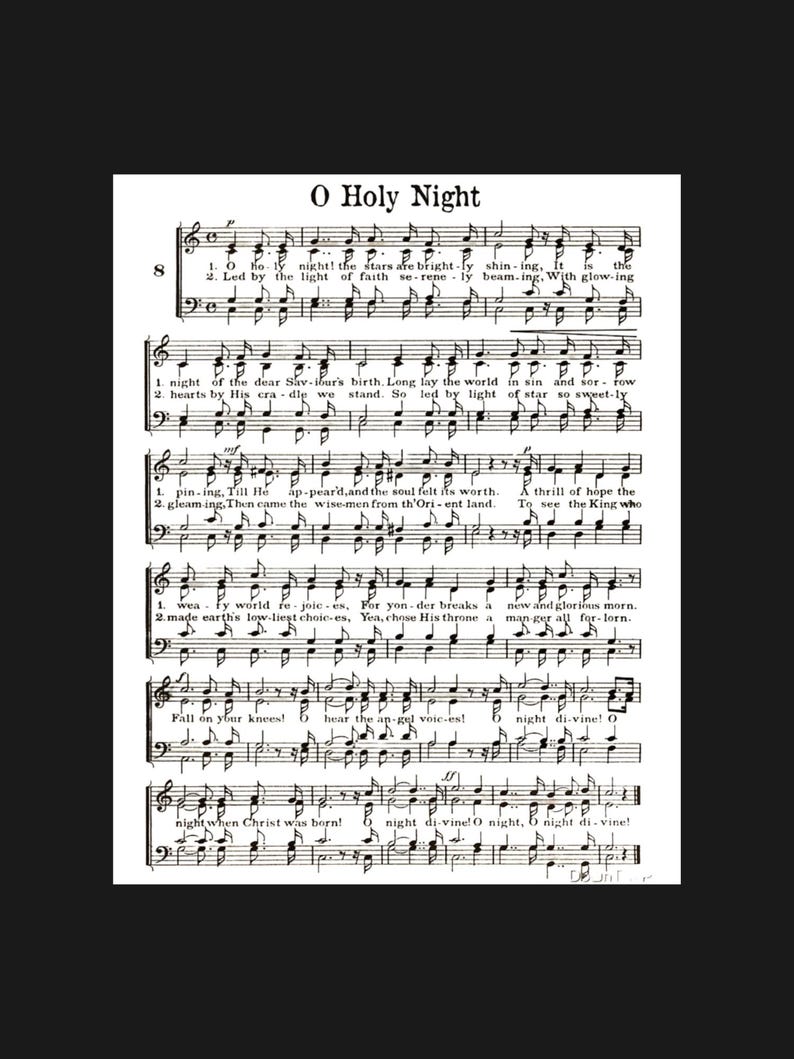 O Holy Night Christmas Hymn Sheet Music – Printable Carol (digital ...
