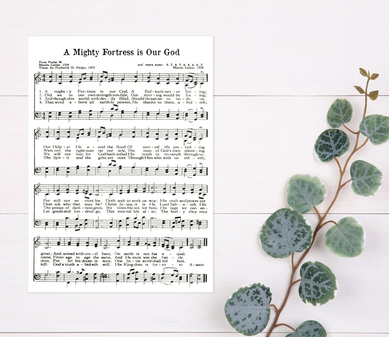 A Mighty Fortress is Our God Printable Hymn Sheet Music Hymn INSTANT ...