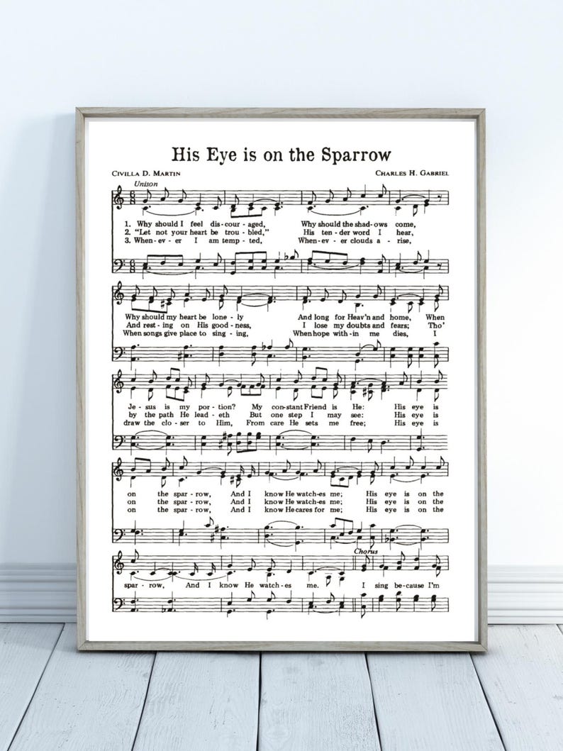 His Eye is on the Sparrow Hymn Print – Christian Sheet Music (digital ...