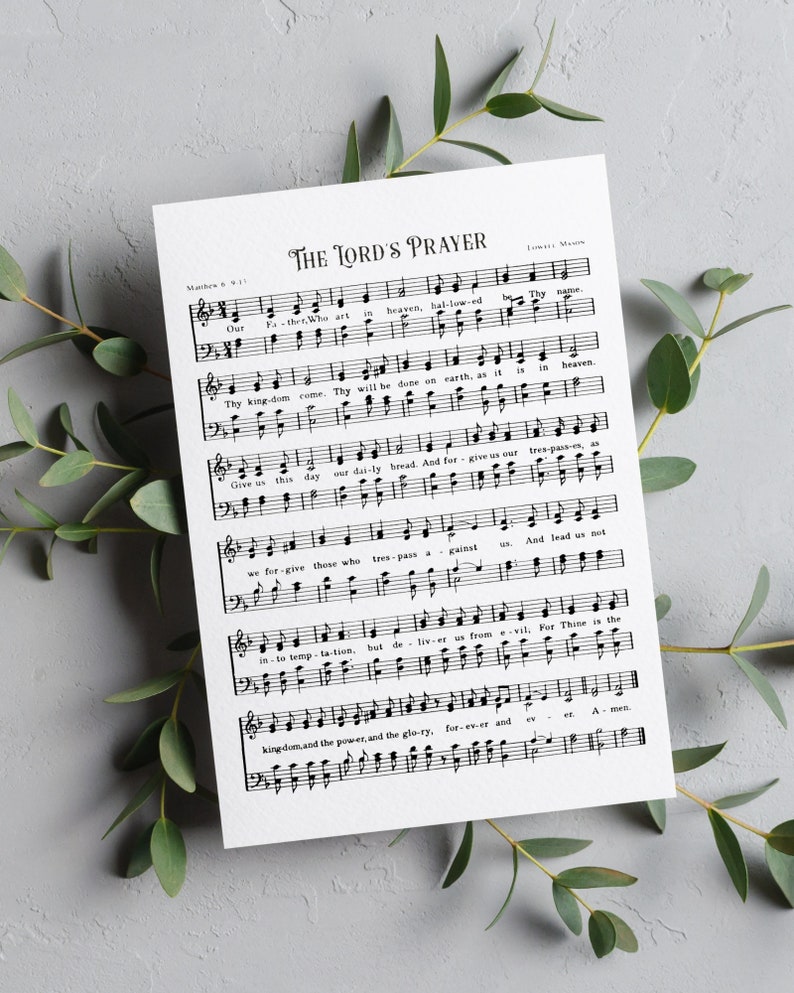 The Lords Prayer Printable Hymn Sheet Music Hymn INSTANT DOWNLOAD ...