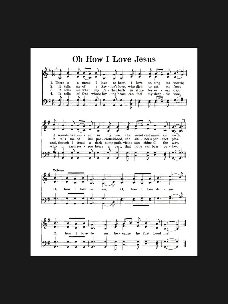 Oh How I Love Jesus- Printable Hymn - Sheet Music Hymn - INSTANT ...
