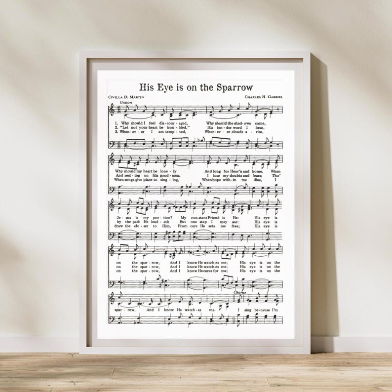His Eye is on the Sparrow Hymn Print – Christian Sheet Music (digital ...