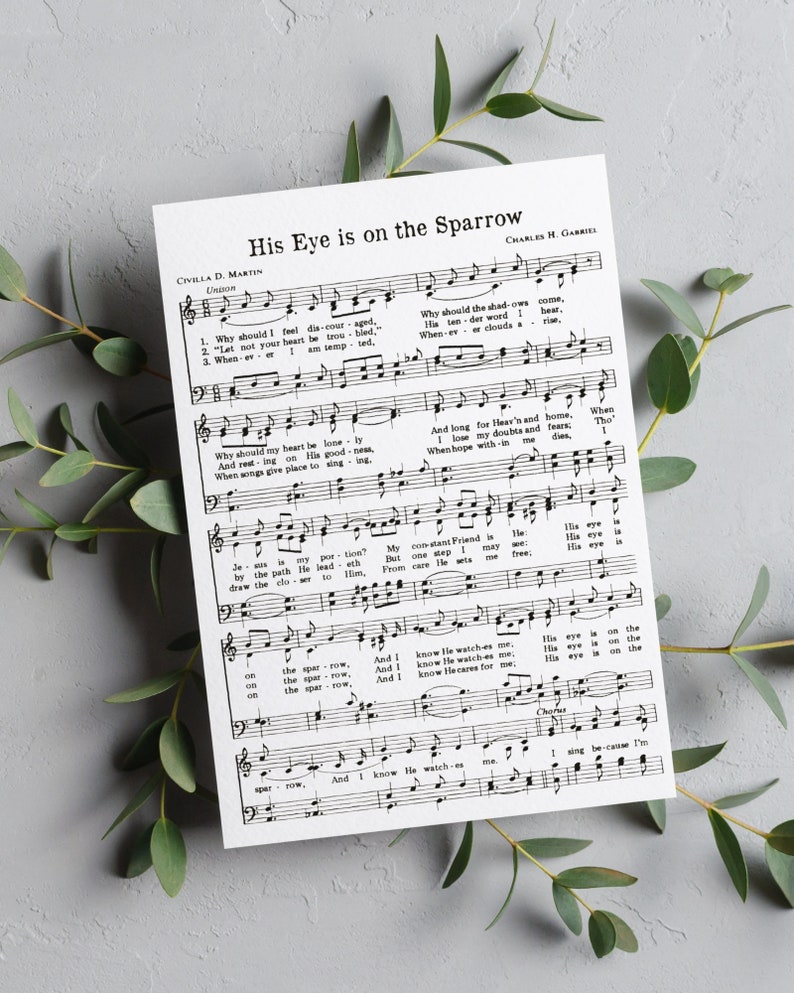His Eye is on the Sparrow Hymn Printable Hymn Sheet Music - Etsy