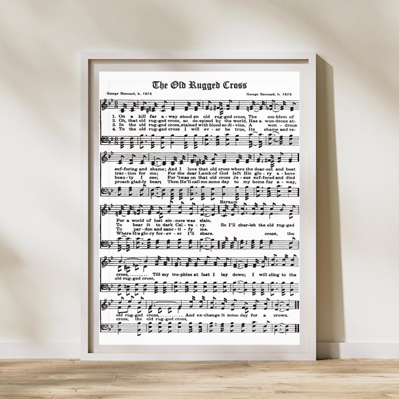 The Old Rugged Cross - Printable Hymn - Sheet Music Hymn - -INSTANT DOWNLOAD - Scrapbooking ...