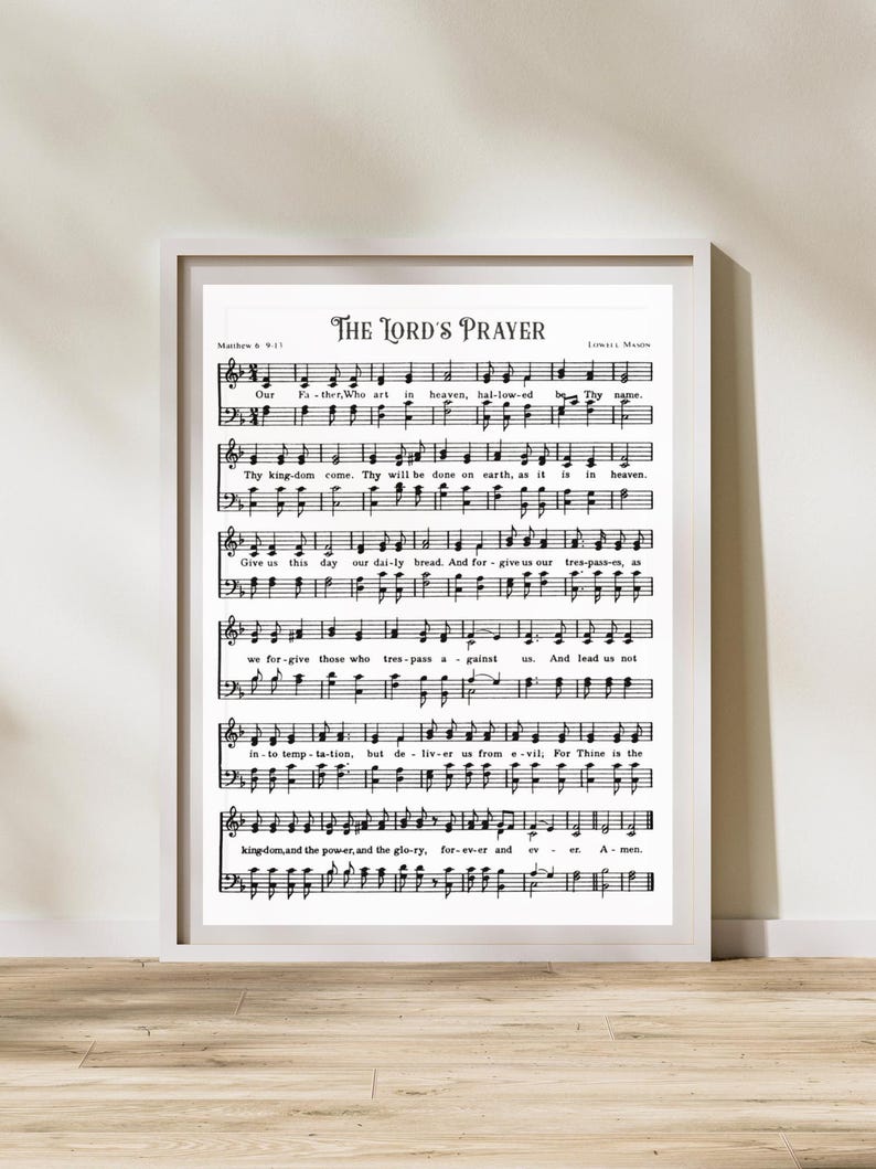 The Lords Prayer - Printable Hymn - Sheet Music Hymn -INSTANT DOWNLOAD ...