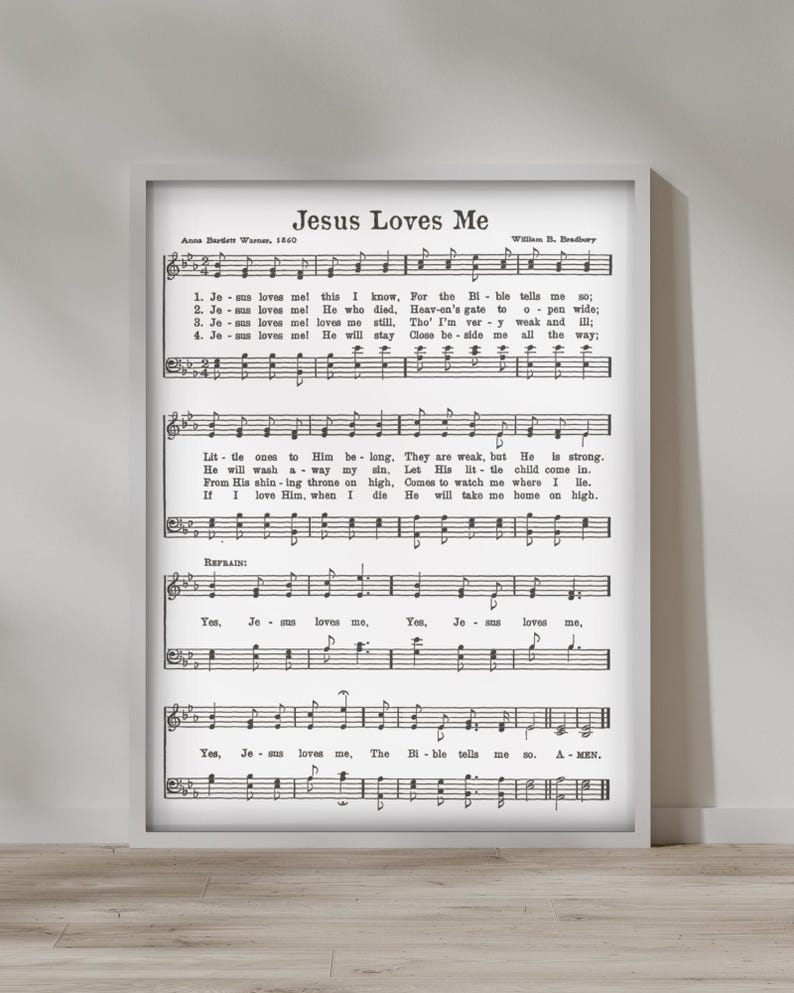 Jesus Loves Me - Printable Hymn - Baptism Gift Idea -INSTANT DOWNLOAD ...