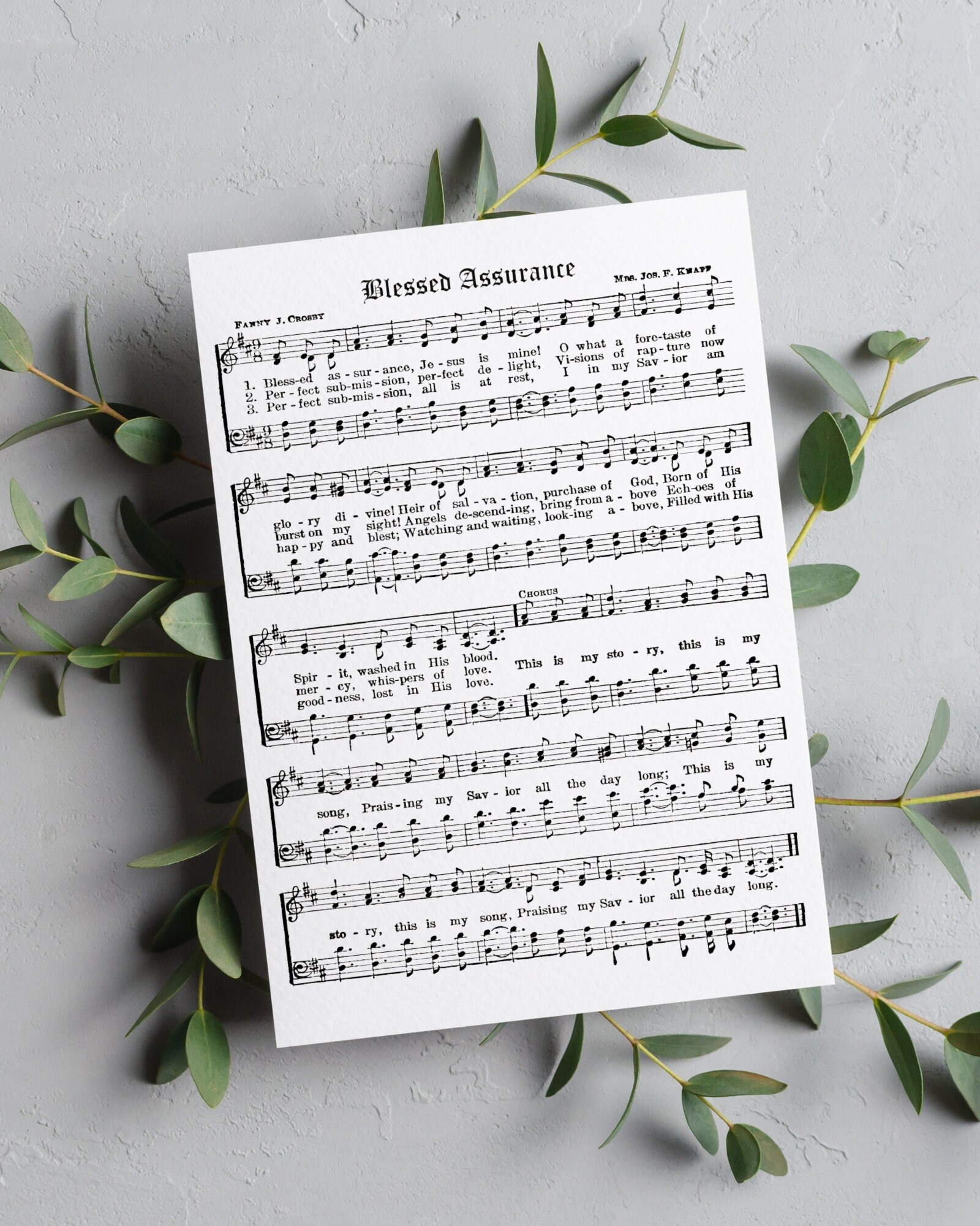 Blessed Assurance Printable Hymn Sheet Music Hymn INSTANT DOWNLOAD ...