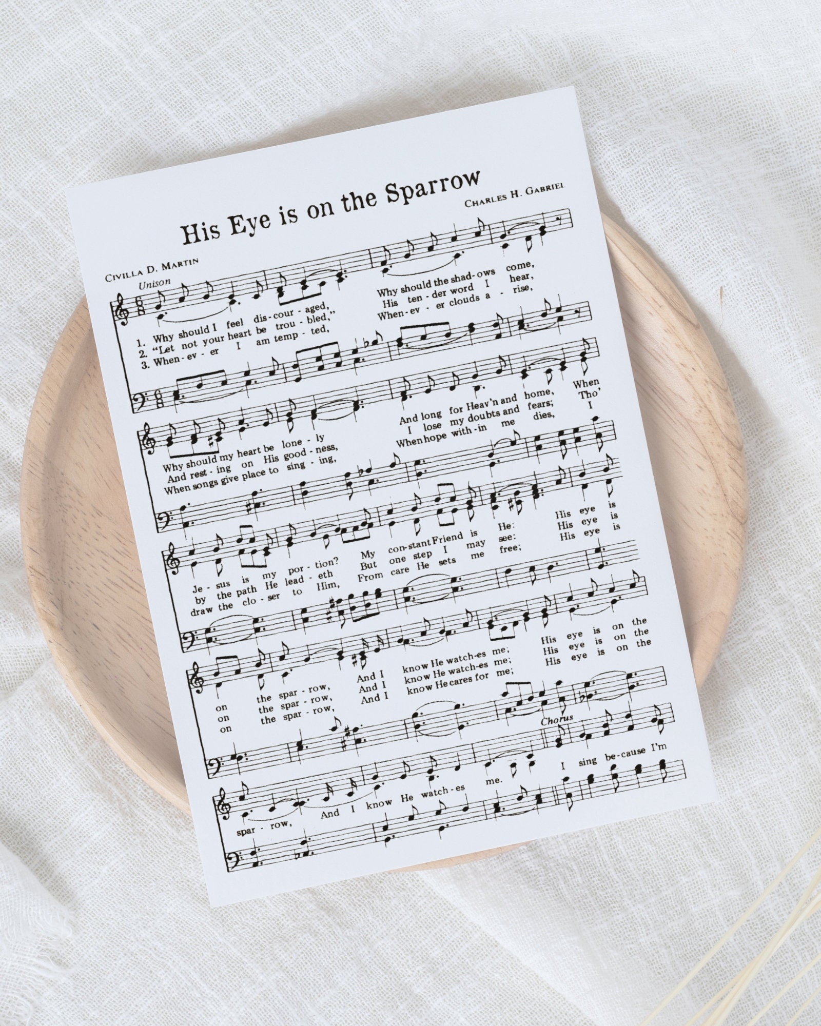 His Eye is on the Sparrow Hymn Printable Hymn Sheet Music - Etsy