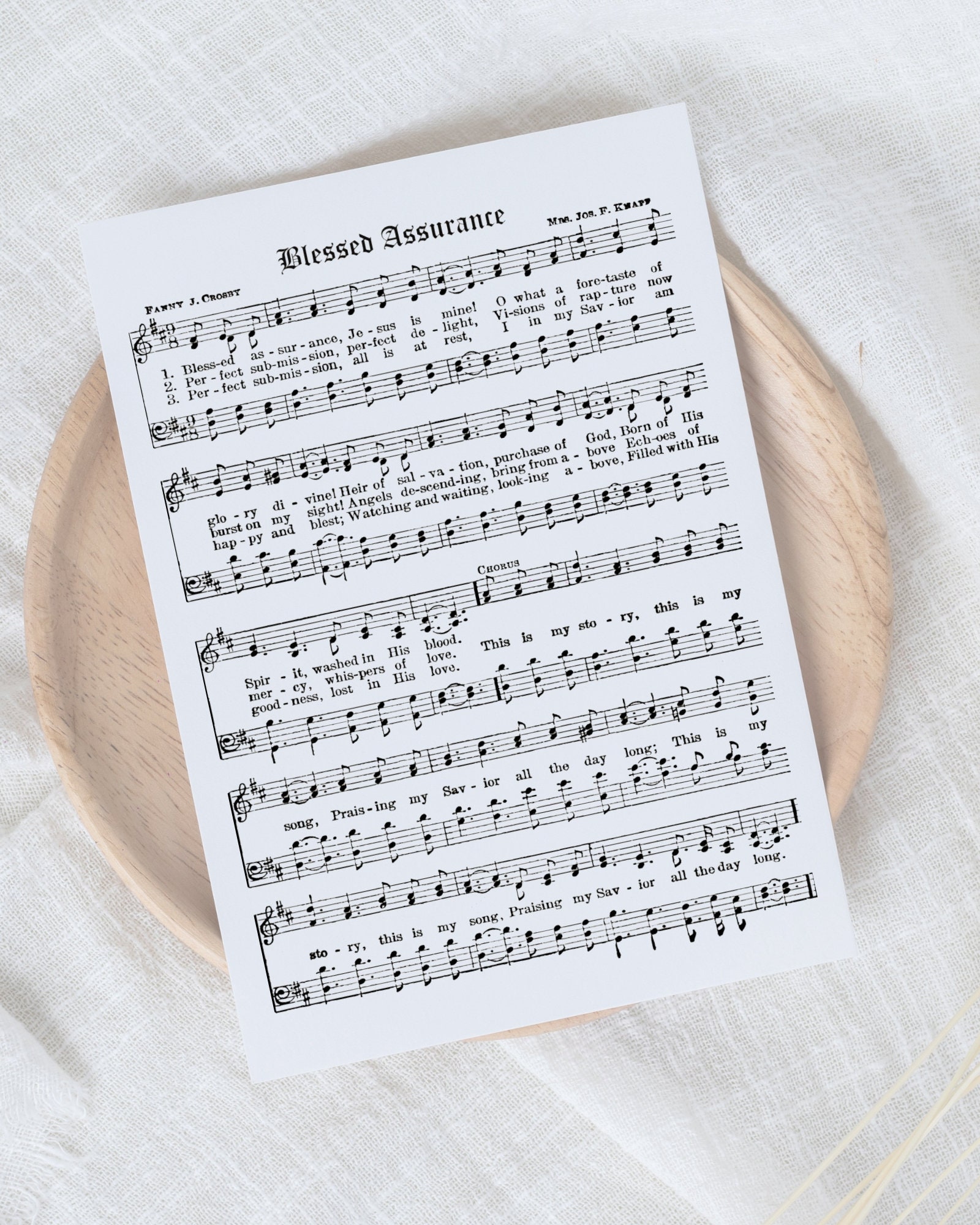 Blessed Assurance Printable Hymn Sheet Music Hymn INSTANT DOWNLOAD ...