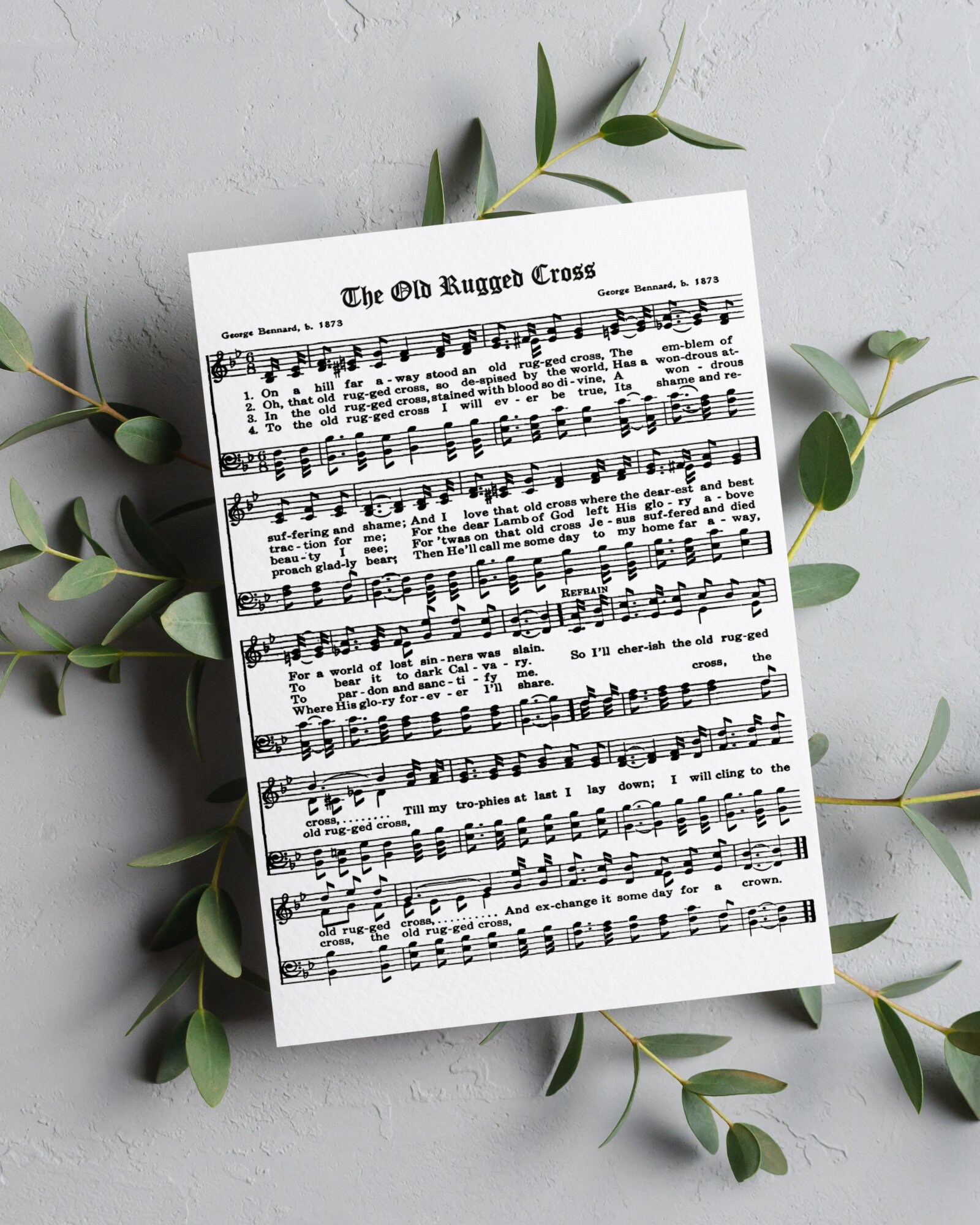 The Old Rugged Cross Printable Hymn Sheet Music Hymn - Etsy Canada