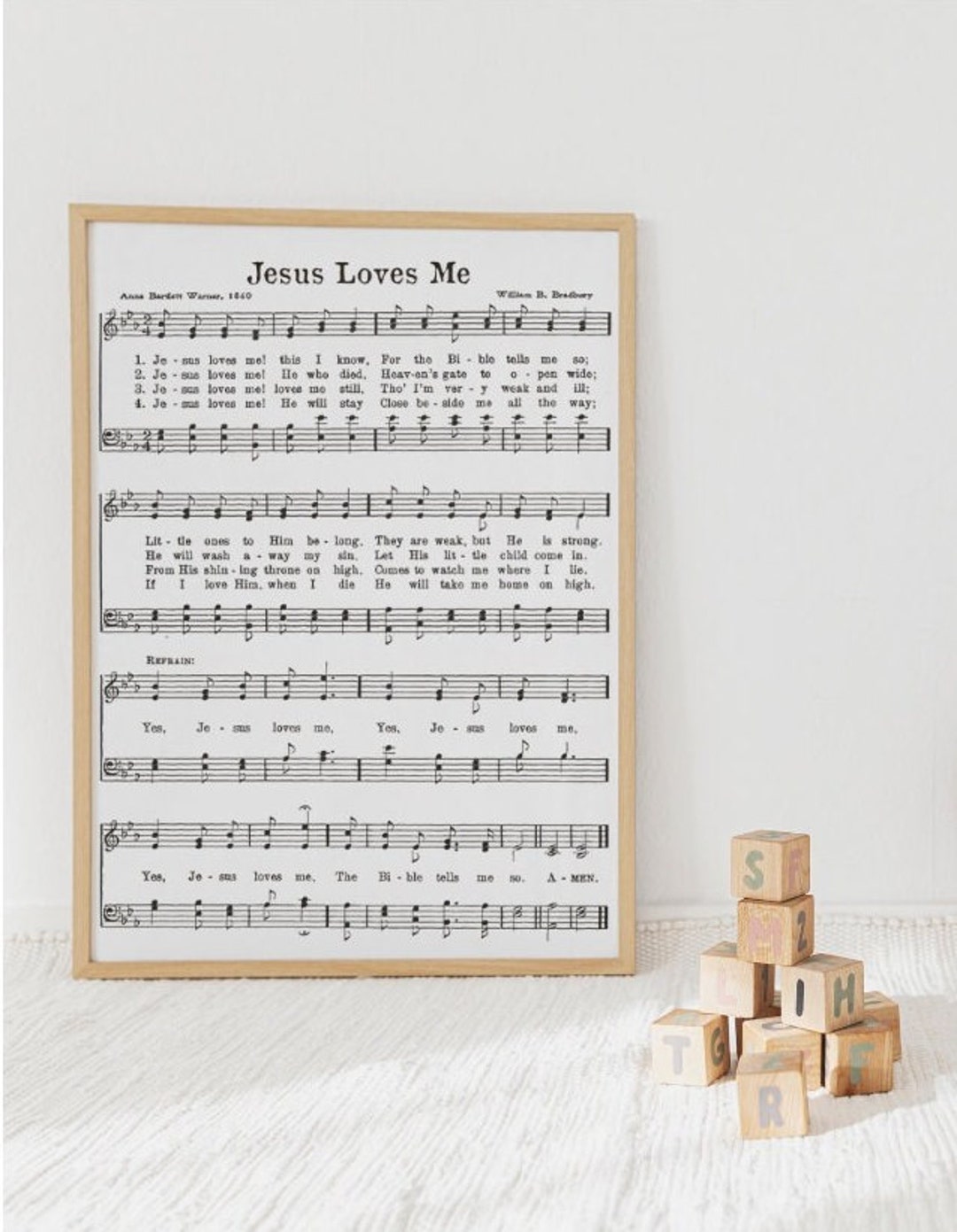 Jesus Loves Me Printable Hymn Baptism Gift Idea INSTANT DOWNLOAD Sunday ...