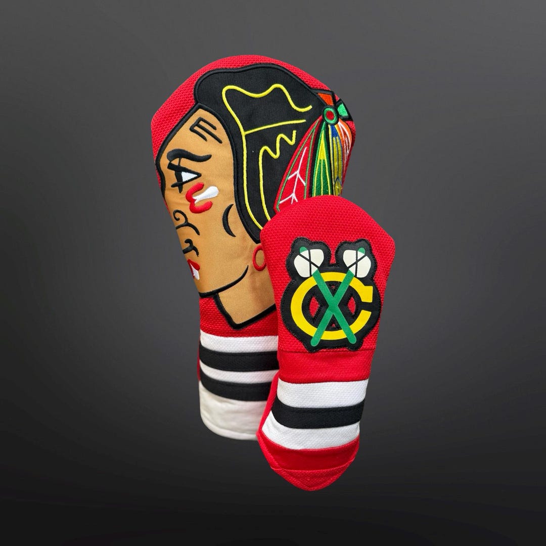Chicago Blackhawks Golf Head Covers Set - Handcrafted From Blackhawks ...