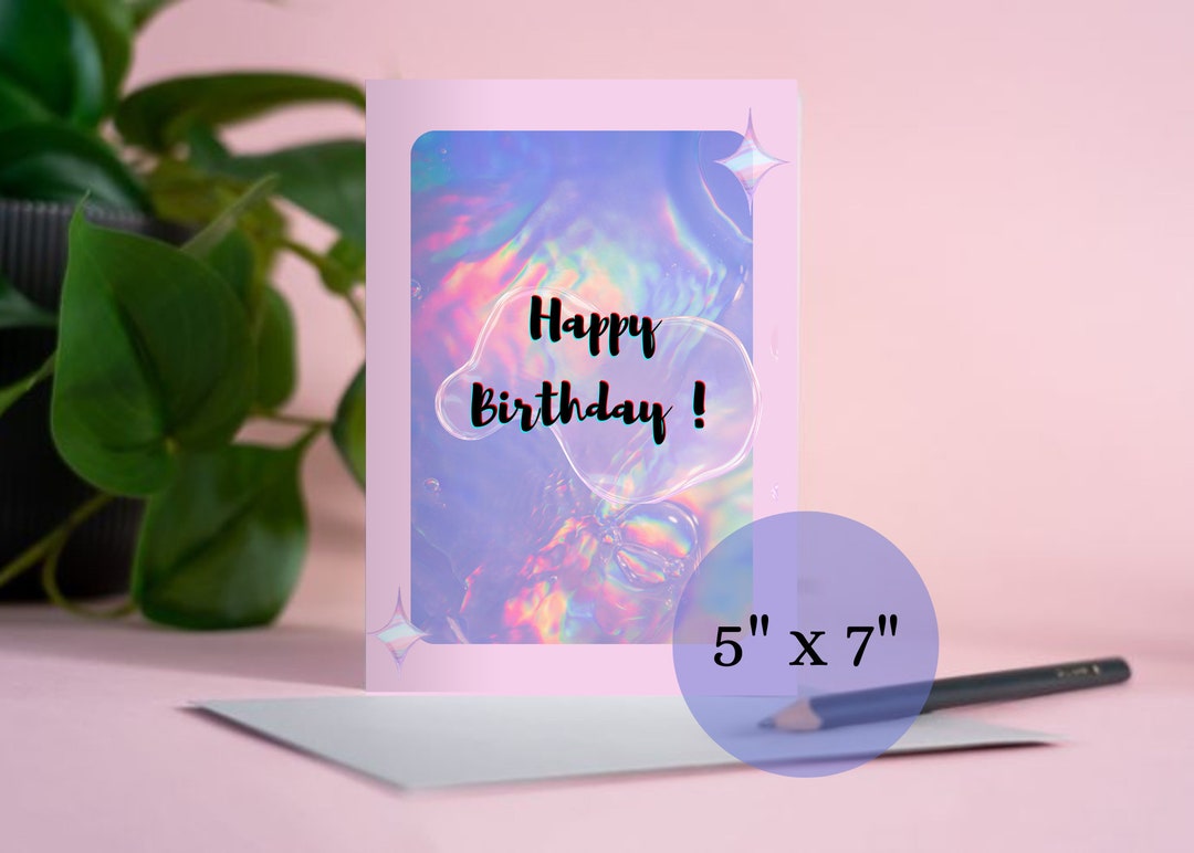 Printable Birthday Card Hologram Birthday Card Aesthetic - Etsy