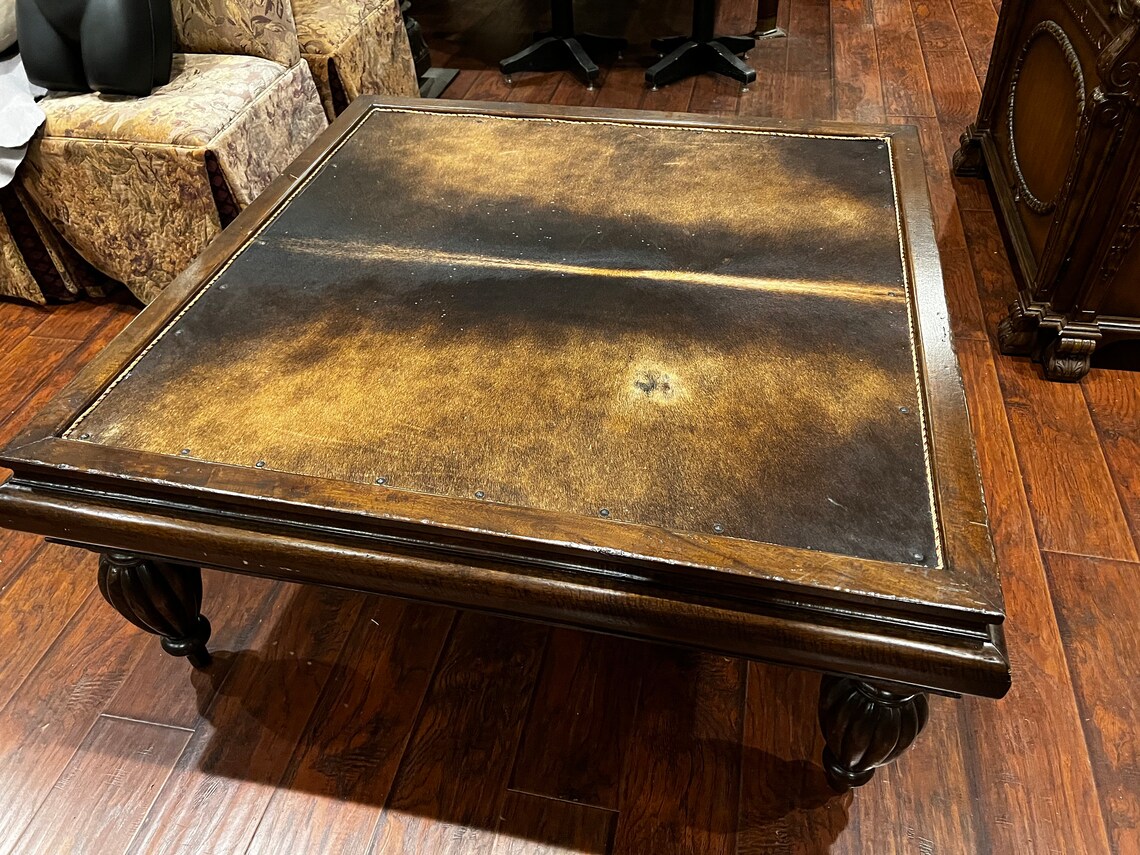 Midwest Charm Fur-on-cowhide Coffee Table - Rustic Elegance for Your ...