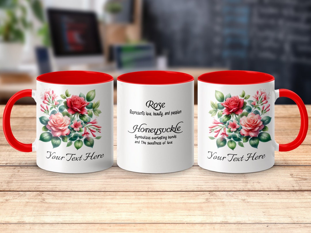 Custom June Birth Flower Coffee Mug, Personalized Floral Accent Mug ...
