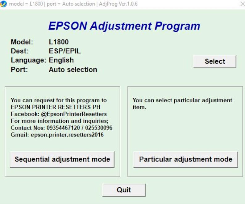 Epson L1800 Adjustment Program - Resetter Software - Etsy