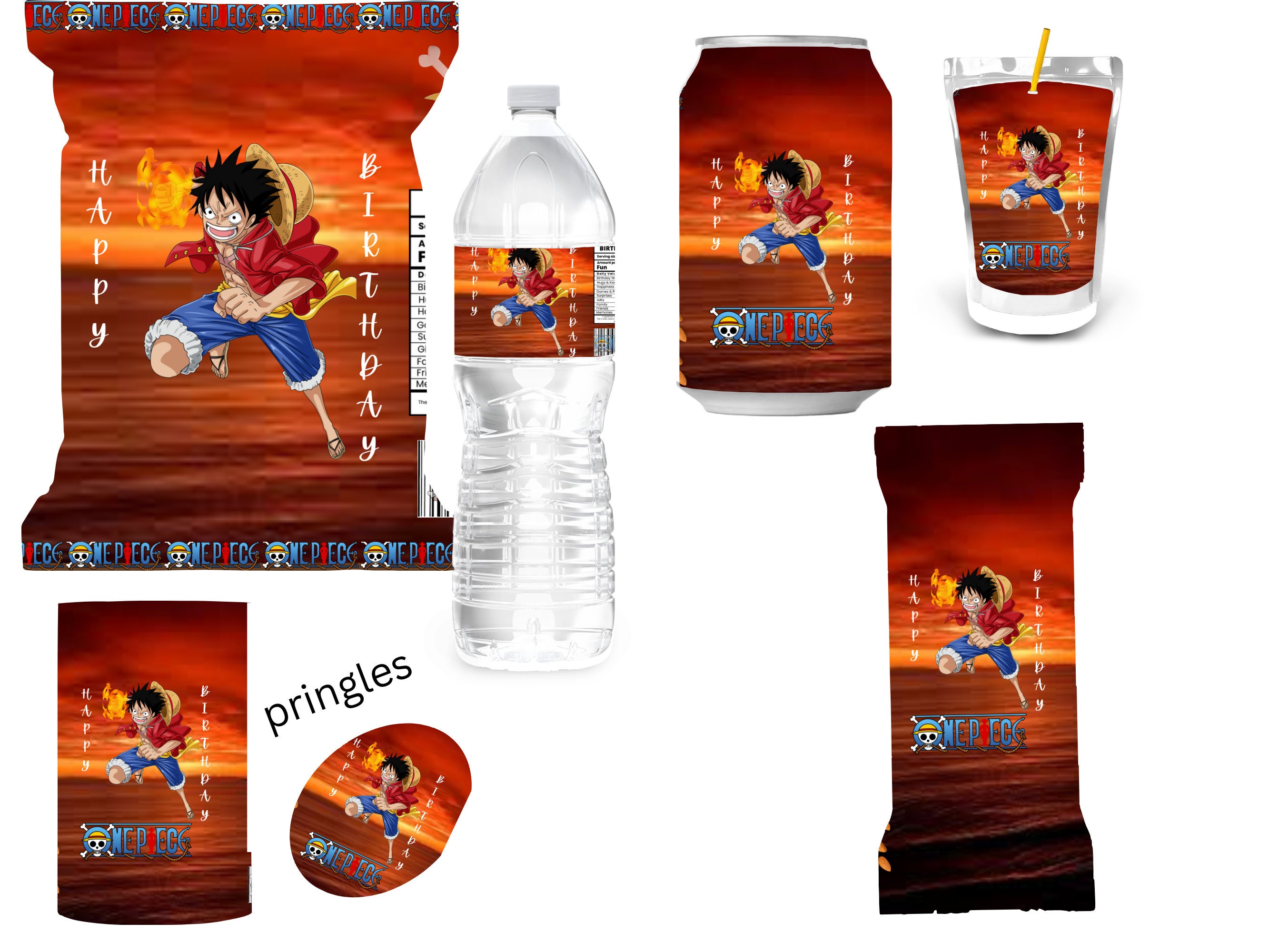 One Piece Chip Bags, Pringles, Water Bottles, Can Drinks, Juice Pouches ...