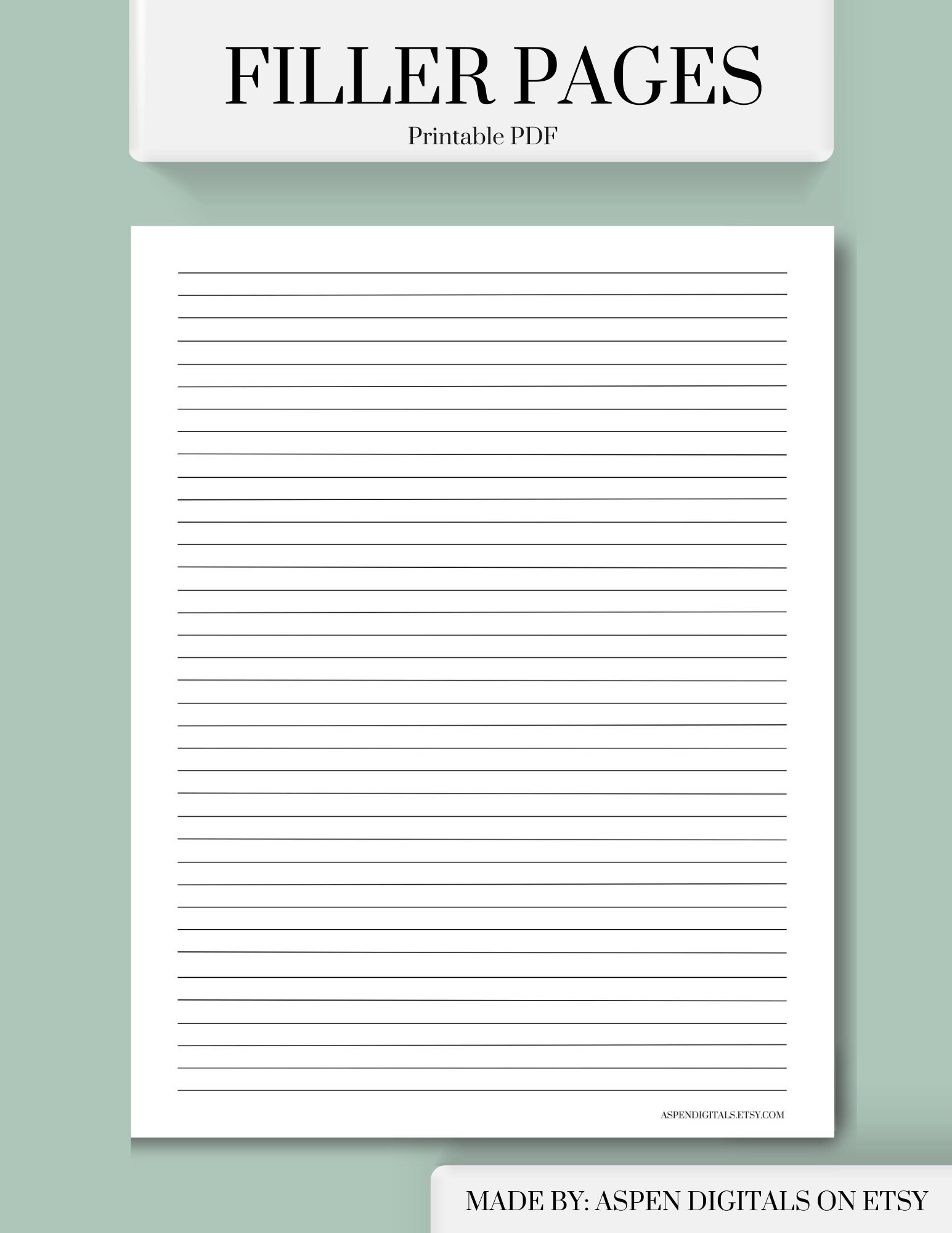 Printable Notes Page, Filler Page Printable, Lined Notes Template, Note ...