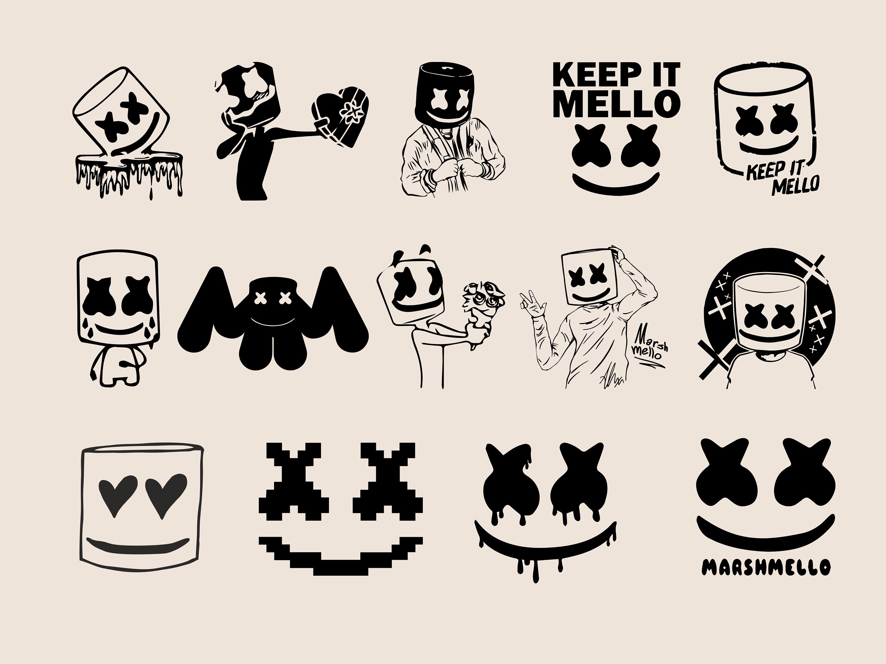 140 Marshmallow Svg Bundle, Dj Marshmello Svg for Cricut, Marshmallow ...