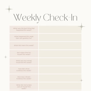 Weekly Planner Check In, Printable, Weekly Progress, Weekly Reflection ...