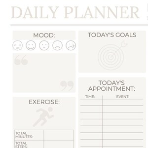 Daily Planner, Daily Tracker, Day at a Glance, Printable, Journal ...