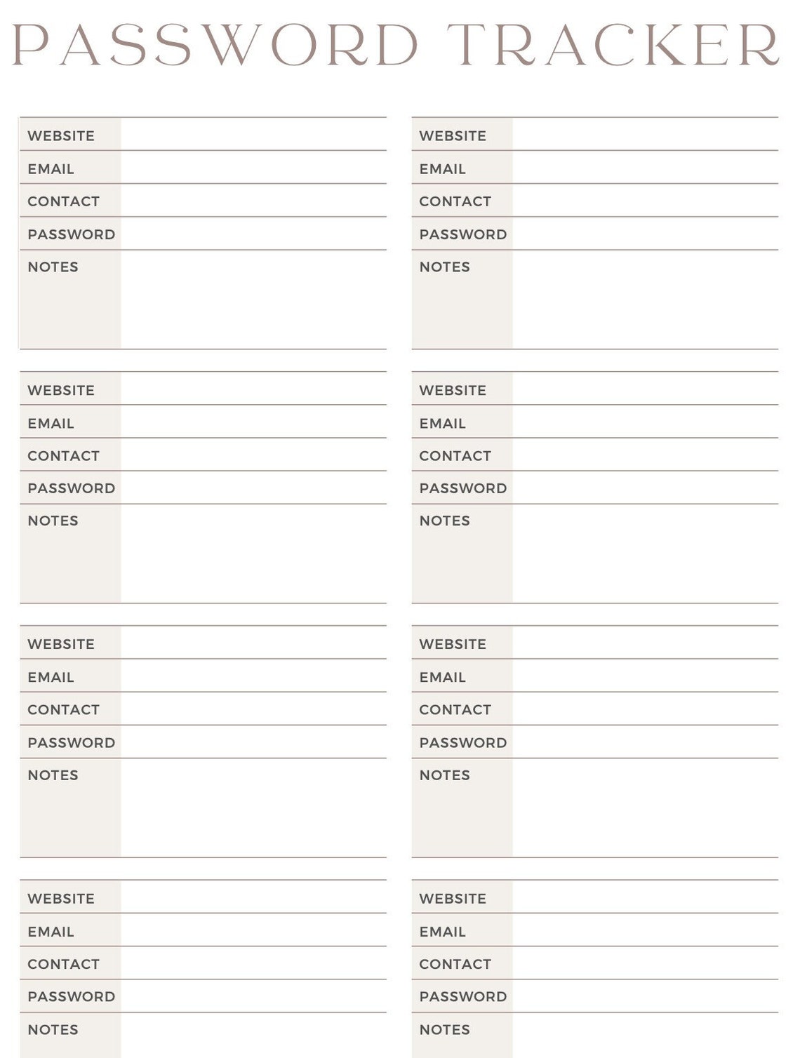 Password Tracker, Printable, Journal, Weekly Planner, Password Keeper ...