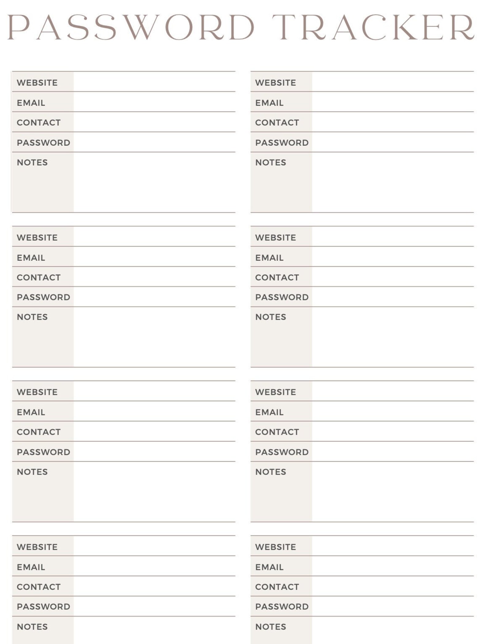 Password Tracker, Printable, Journal, Weekly Planner, Password Keeper ...