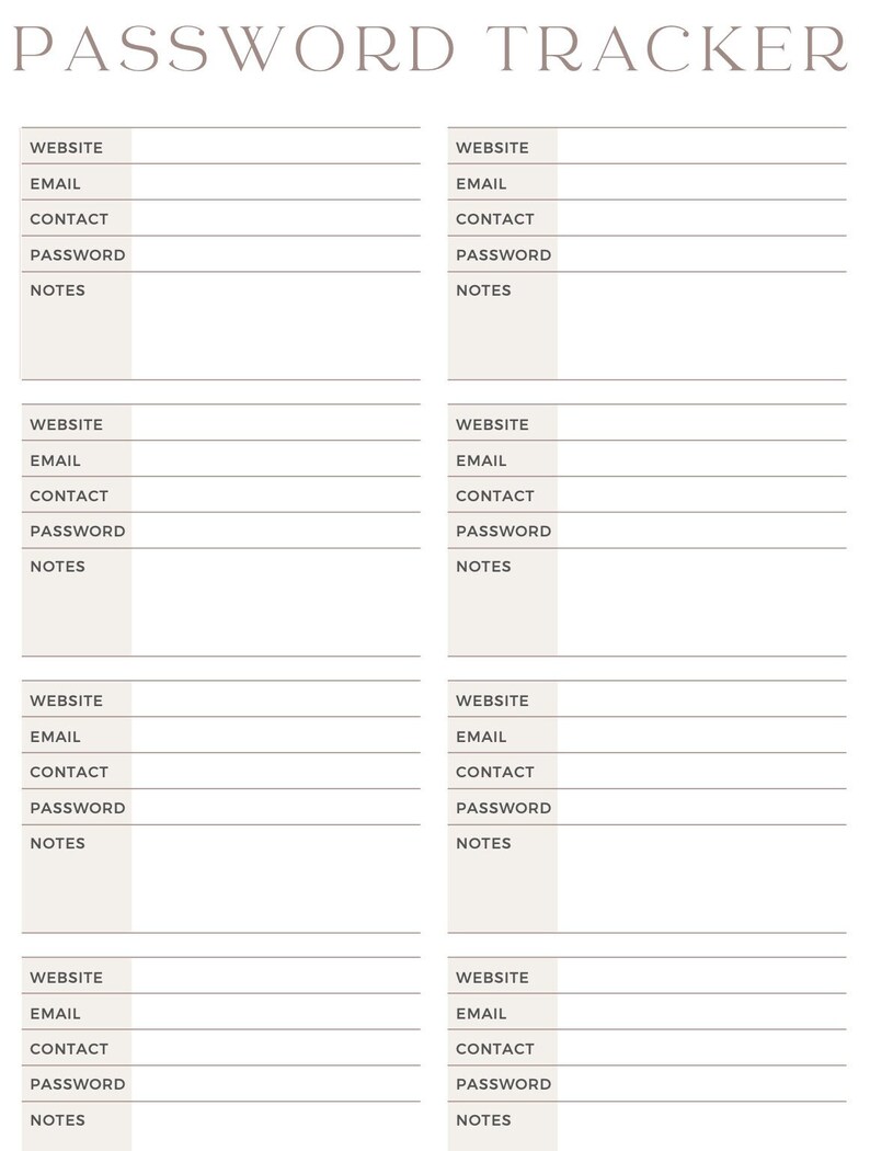 Password Tracker, Printable, Journal, Weekly Planner, Password Keeper ...
