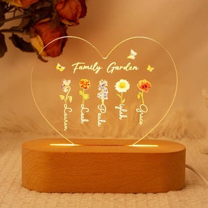 Personalized Grandma's Garden Gift, Heart LED Light Lamp, Grandma's ...