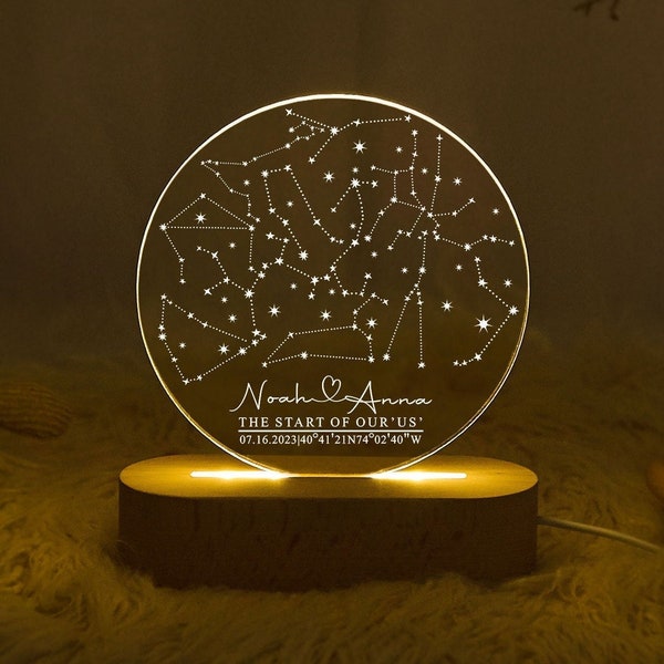 Star Map Light Date - Etsy UK