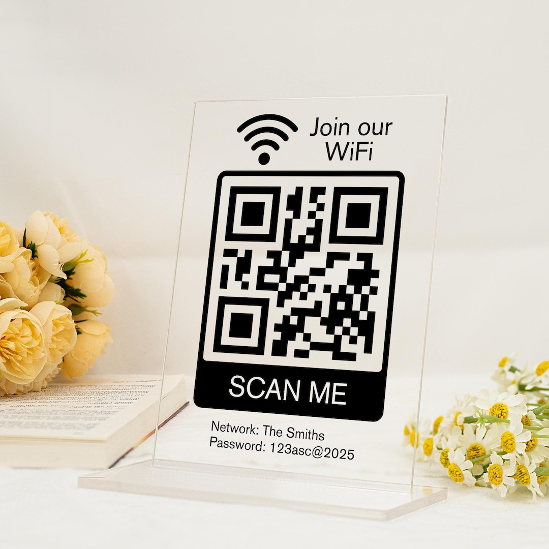 WIFI Sign, Wifi Qr Code Sign for Guests, Wifi Password Sign ...