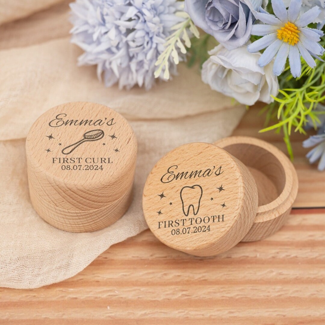 Personalized Baby First Curl Box, Baby First Haircut Keepsake, Baby's ...