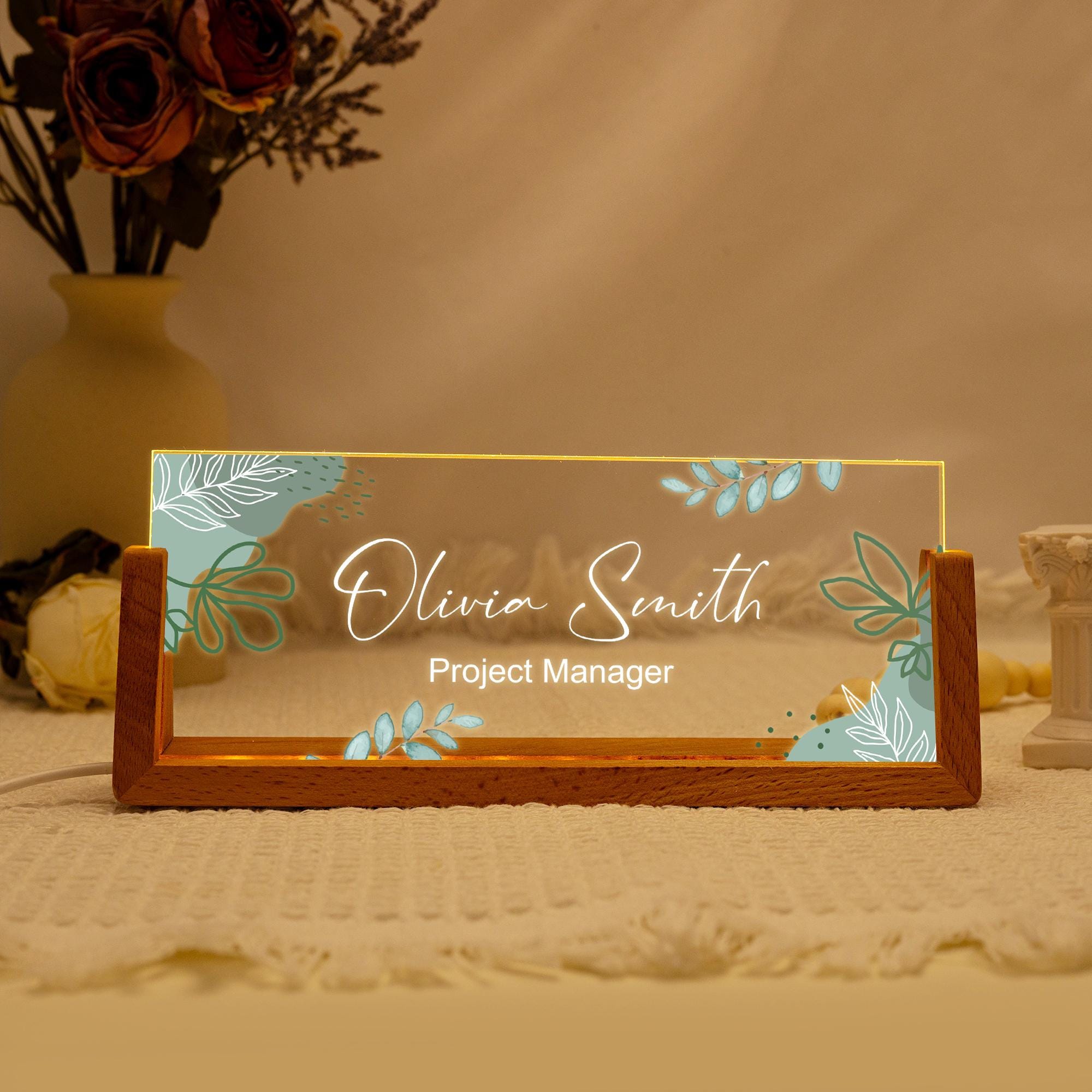 Desk Plaque, Acrylic Name Plate for Desk, Teacher Christmas Gifts ...